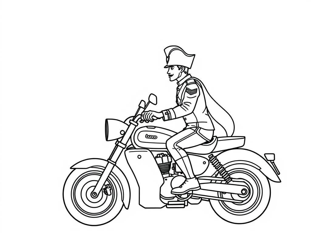 Soldier on Motorcycle Coloring Page - Free Printable Coloring Page
