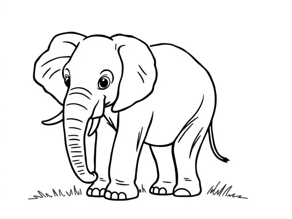 Cute Elephant Coloring Page - Free Printable Coloring Page