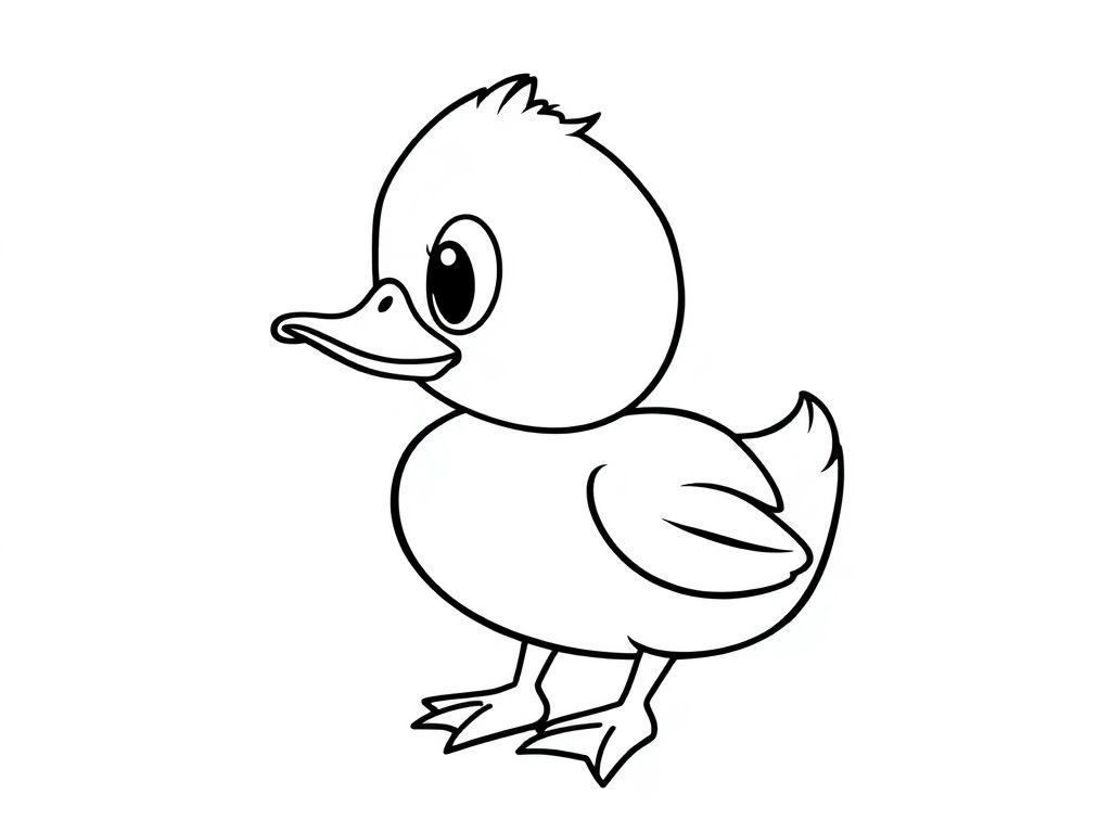 Cute Duckling Coloring Page - Free Printable Coloring Page