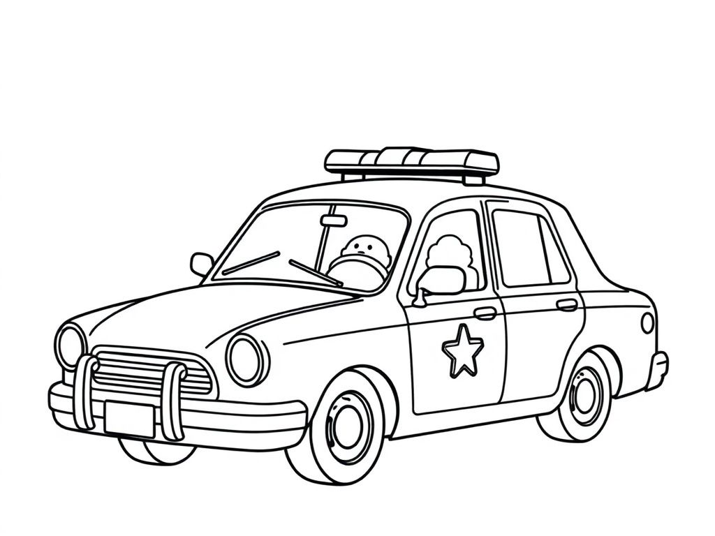 Police Car Coloring Page - Free Printable Coloring Page