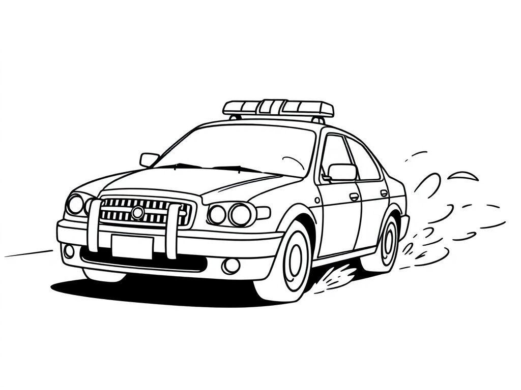 Police Car Coloring Page - Free Printable Coloring Page