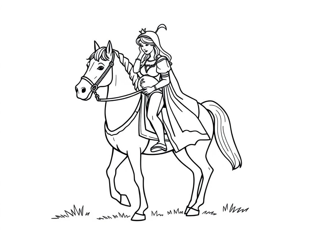 Pregnant Princess and Knight Coloring Page - Free Printable Coloring Page