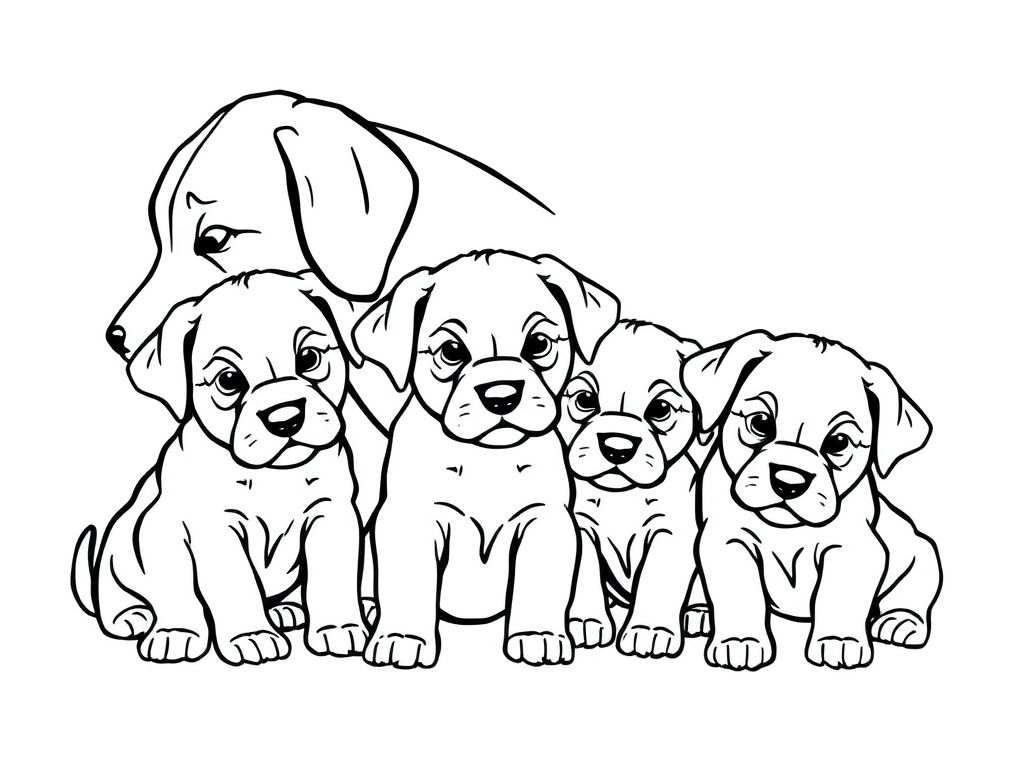 Dog Family Coloring Page - Free Printable Coloring Page