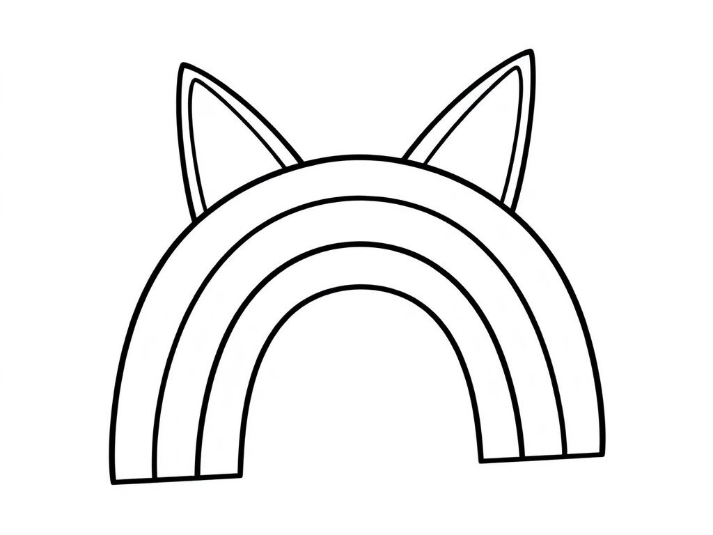 Rainbow with Cat Ears Coloring Page - Free Printable Coloring Page