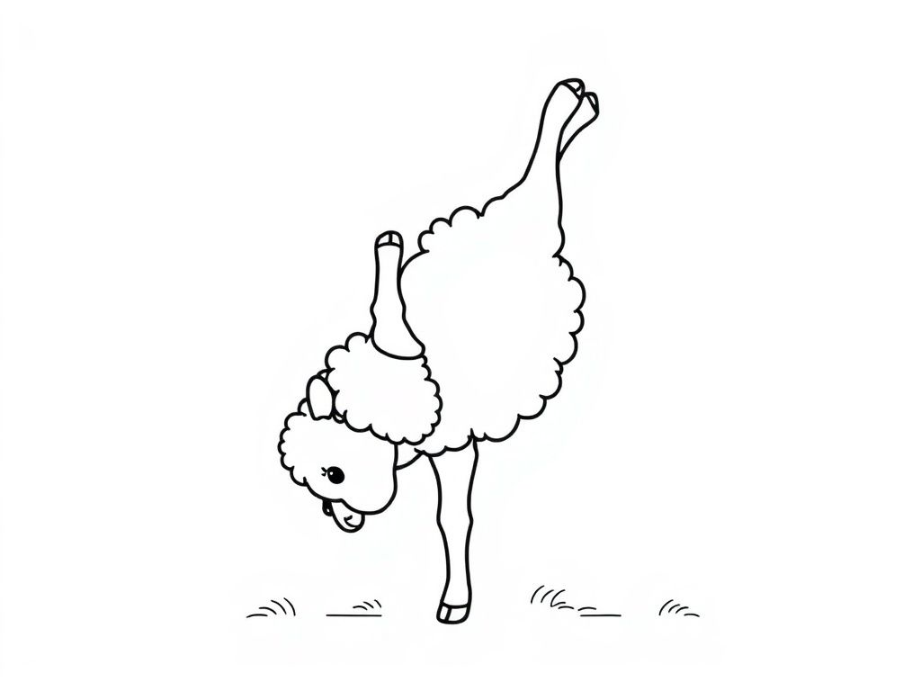 Lamb Handstand Coloring Page - Free Printable Coloring Page