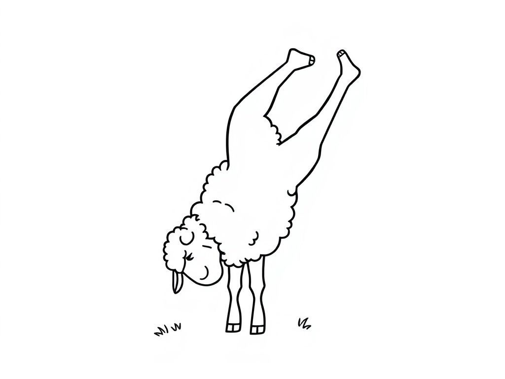 Sheep Handstand Coloring Page - Free Printable Coloring Page