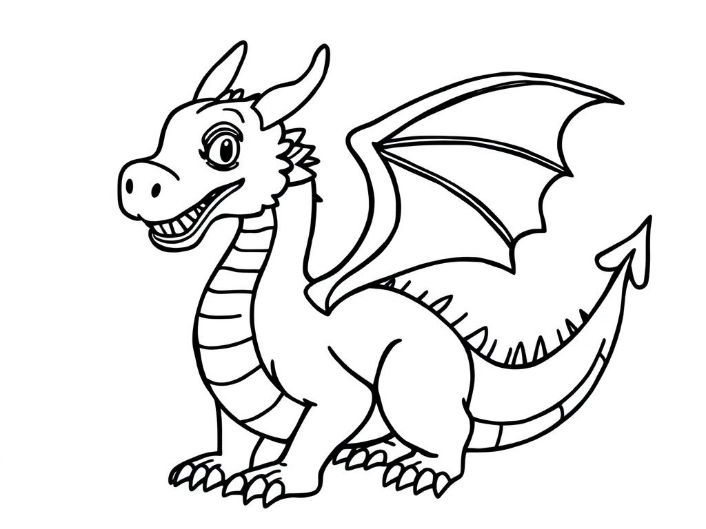 Cute Dragon Coloring Page - Free Printable Coloring Page