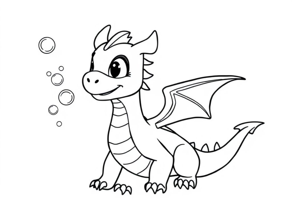 Cute Dragon Coloring Page - Free Printable Coloring Page