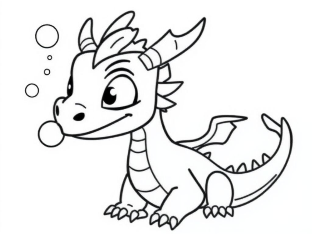Cute Cartoon Dragon Coloring Page - Free Printable Coloring Page