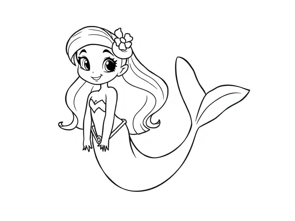 Mermaid Coloring Page - Free Printable Coloring Page