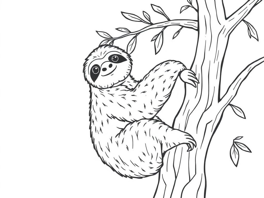 Sloth Coloring Page - Free Printable Coloring Page