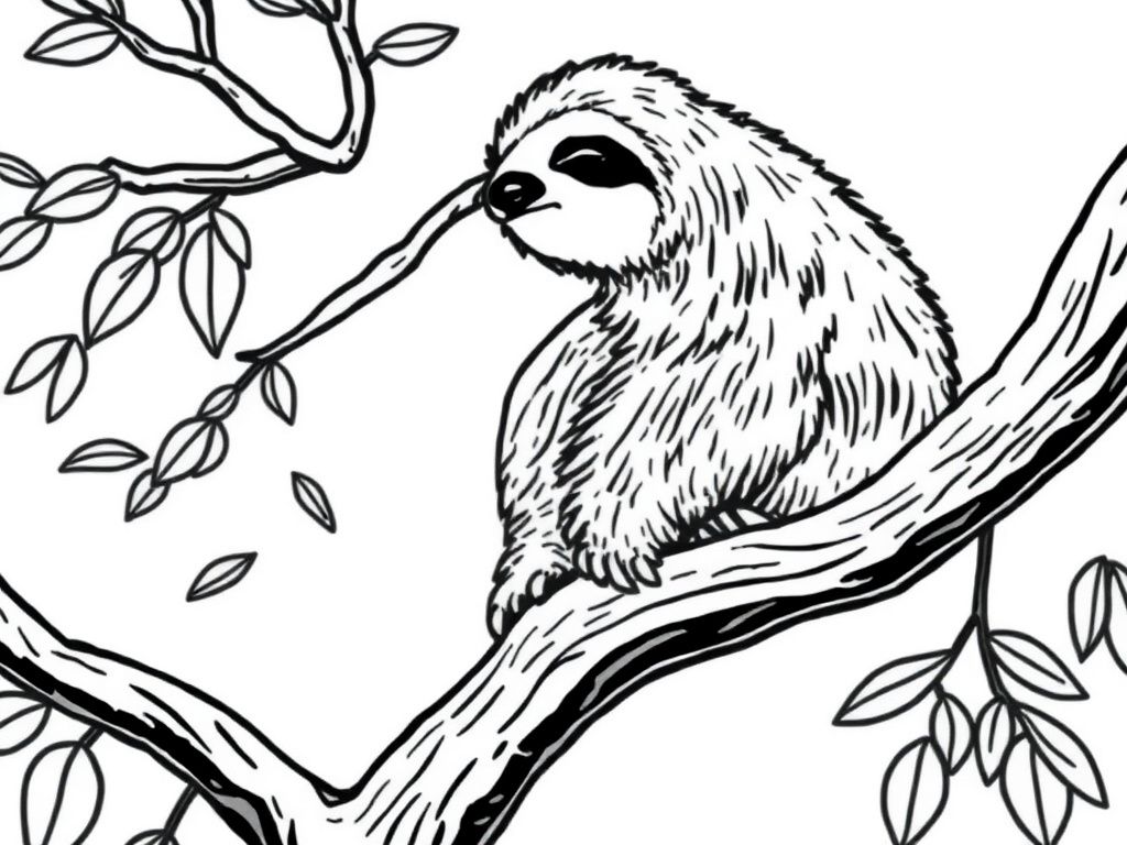 Sloth Coloring Page - Free Printable Coloring Page