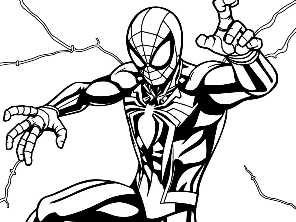 Spider-Man Action Superhero Coloring - Free Printable Coloring Page