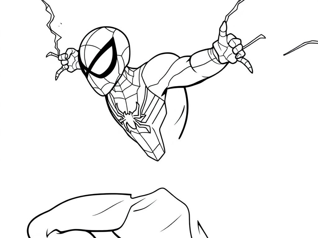 Spider-Man in Action Coloring Page - Free Printable Coloring Page