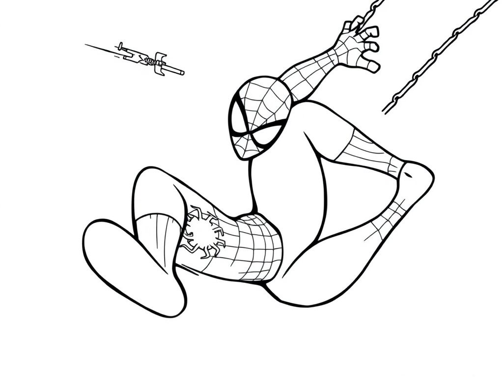 Spider-Man Action Coloring Page - Free Printable Coloring Page