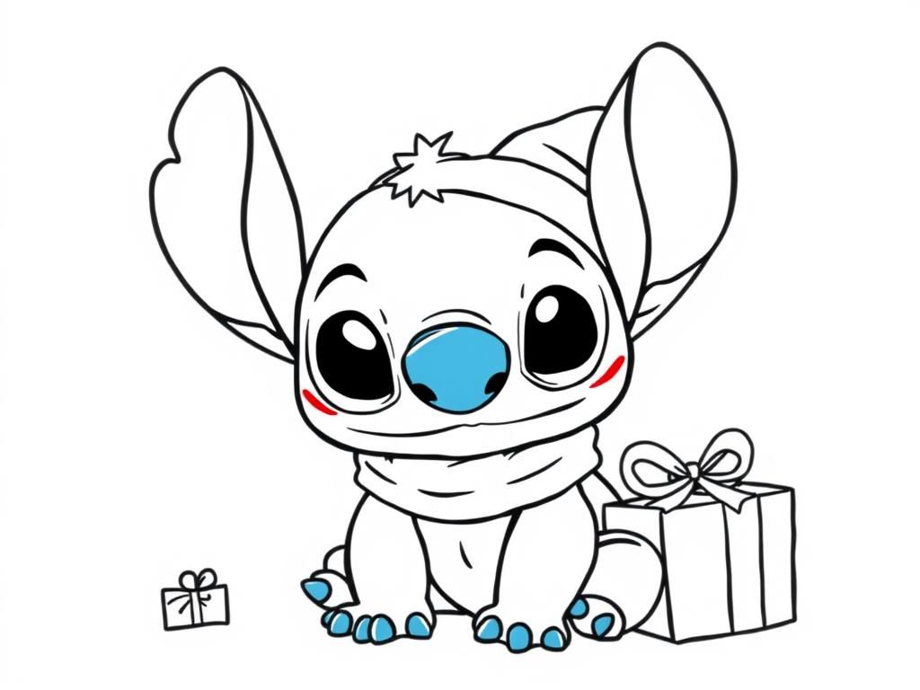 Stitch Christmas Coloring Page - Free Printable Coloring Page