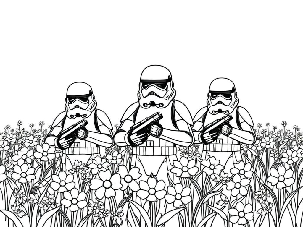 Stormtrooper Flowers Coloring Page - Free Printable Coloring Page
