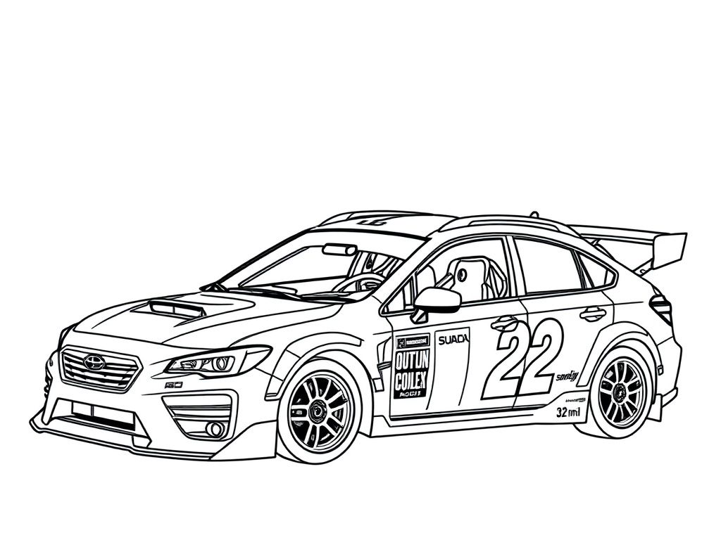 Subaru Race Car Coloring Page - Free Printable Coloring Page