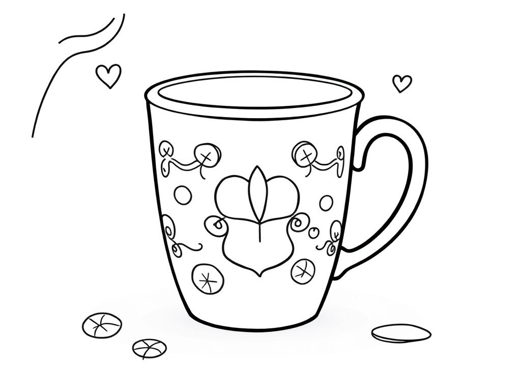 Tea Cup Coloring Page - Free Printable Coloring Page