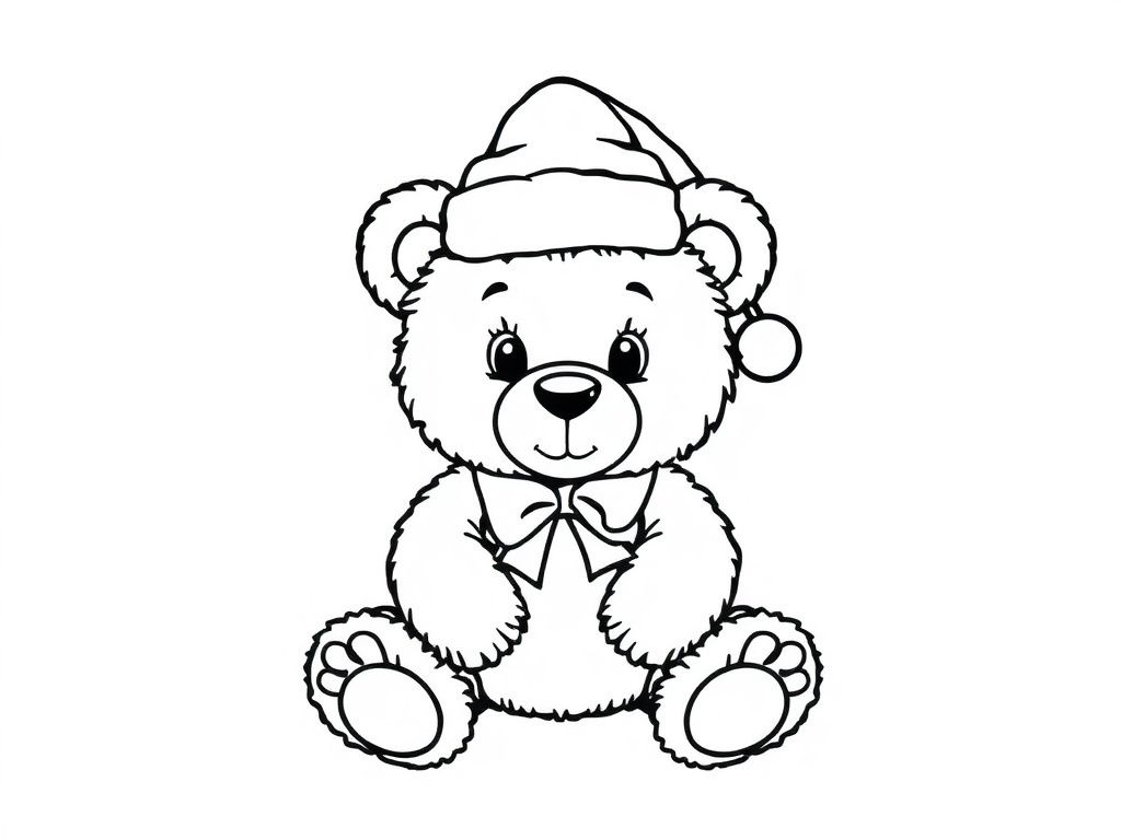 Teddy Bear Christmas Coloring - Free Printable Coloring Page