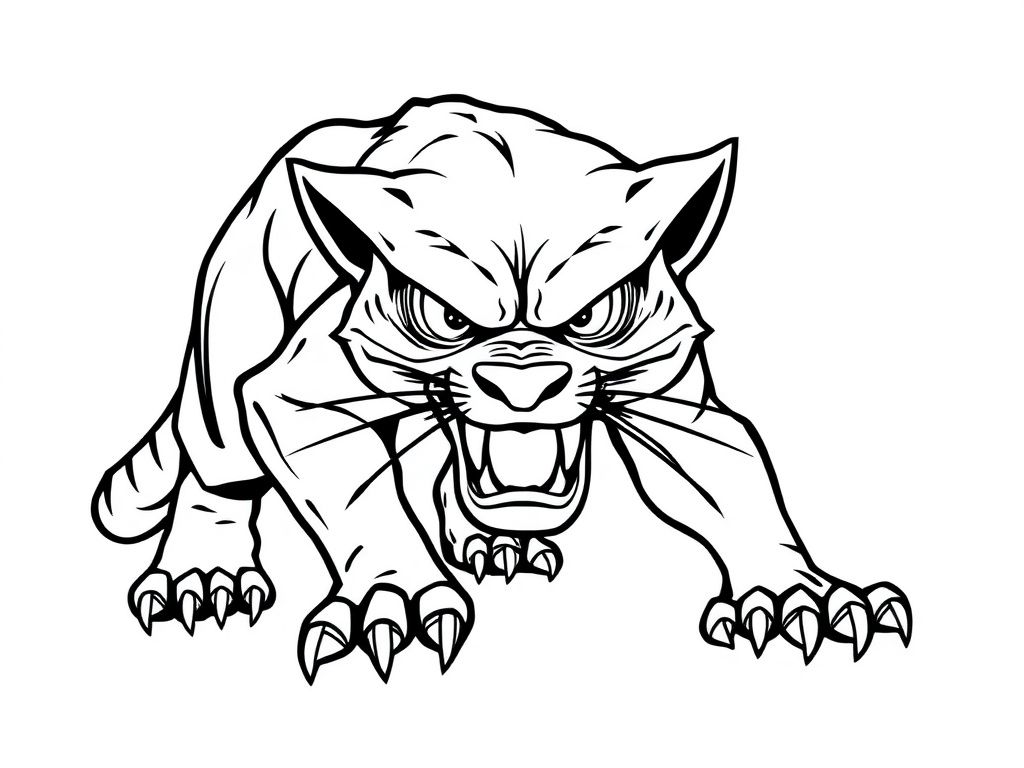 Angry Panther Coloring Page - Free Printable Coloring Page