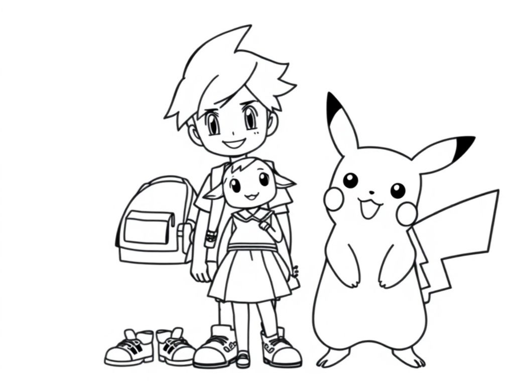 Pokémon Friends Coloring Page - Free Printable Coloring Page