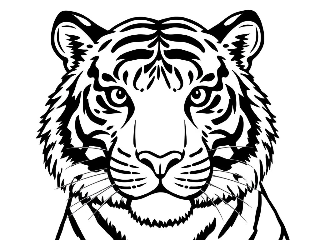 Tiger Face Coloring Page - Free Printable Coloring Page