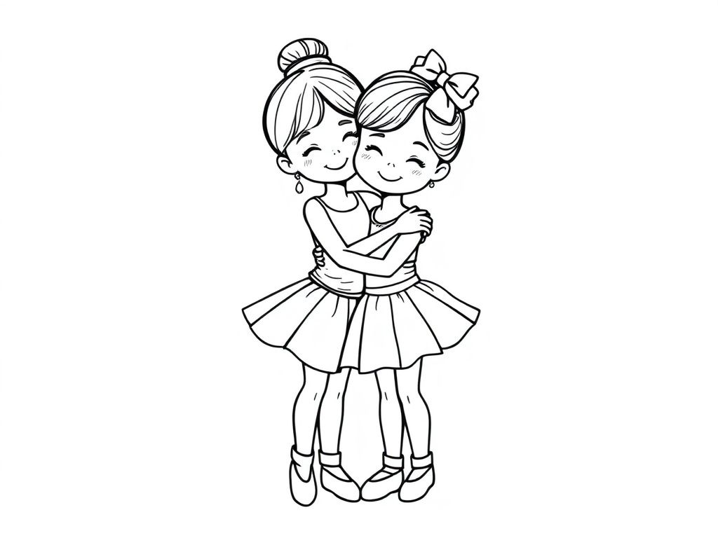 Ballet Friendship Coloring Page - Free Printable Coloring Page
