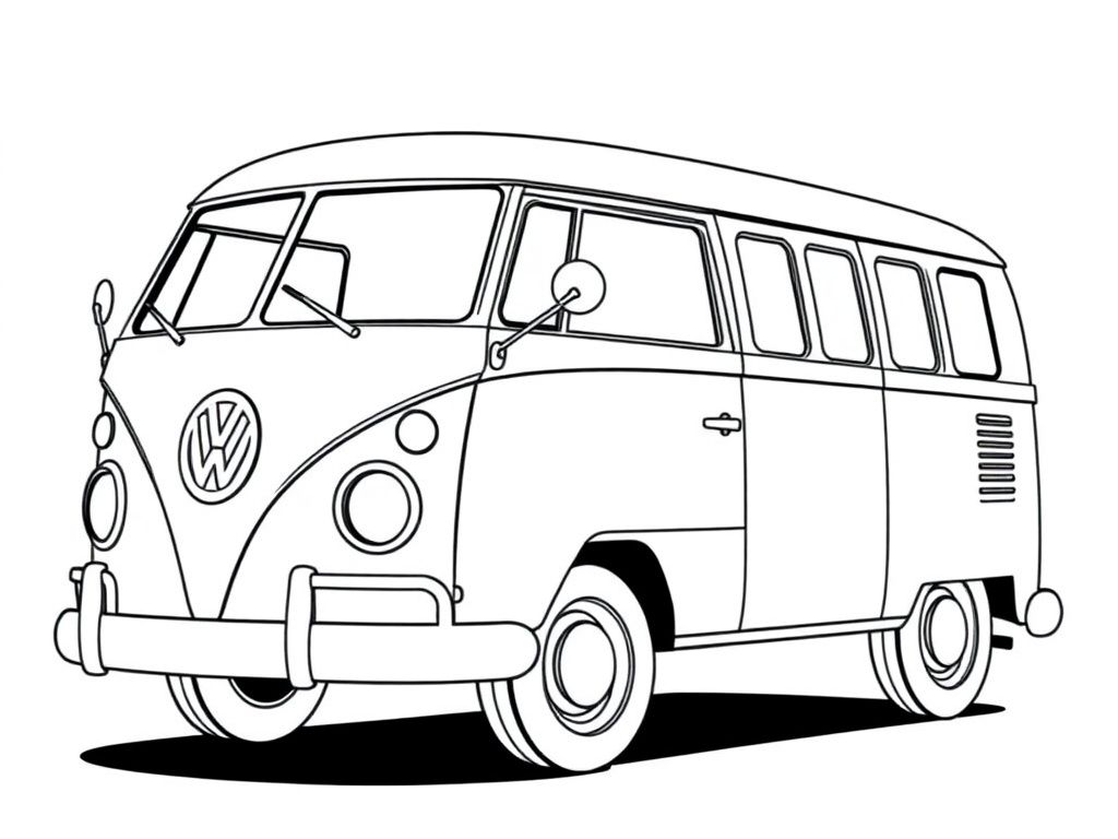 Vintage VW Van Coloring Page - Free Printable Coloring Page