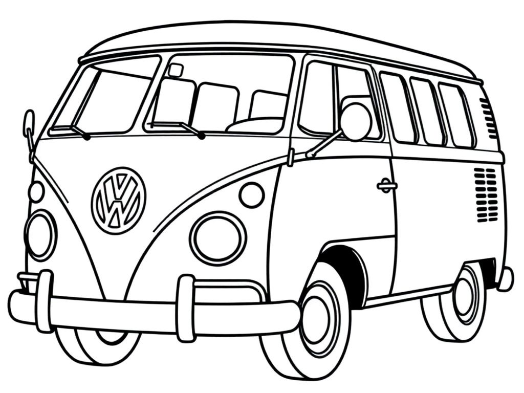 Volkswagen Van Coloring Page - Free Printable Coloring Page