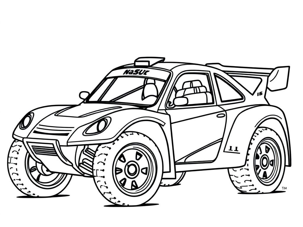 Rally Car Coloring Page - Free Printable Coloring Page