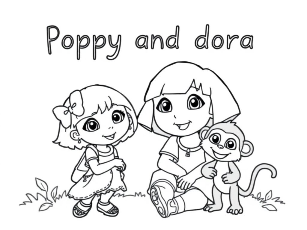 Elsa and Bluey Friends Coloring Page - Free Printable Coloring Page