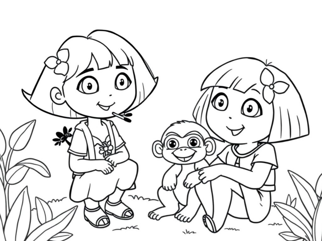 Elsa and Bluey Friends Coloring Page - Free Printable Coloring Page